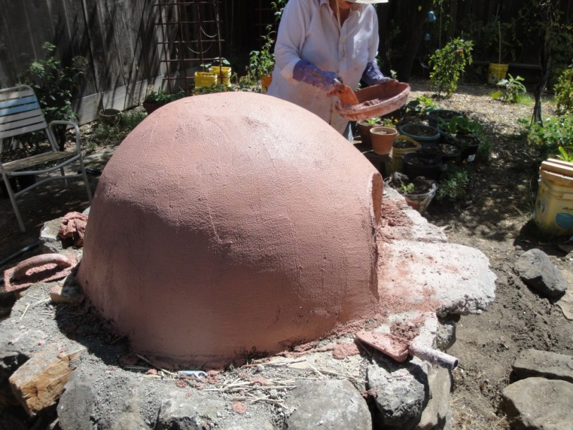 Adding Plaster Layer on Cob Pizza Oven | Pam's Tactical Kitchen