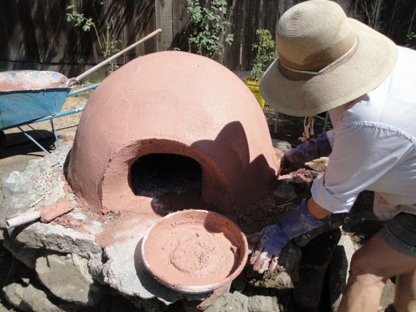 Adding Plaster Layer on Cob Pizza Oven | Pam's Tactical Kitchen